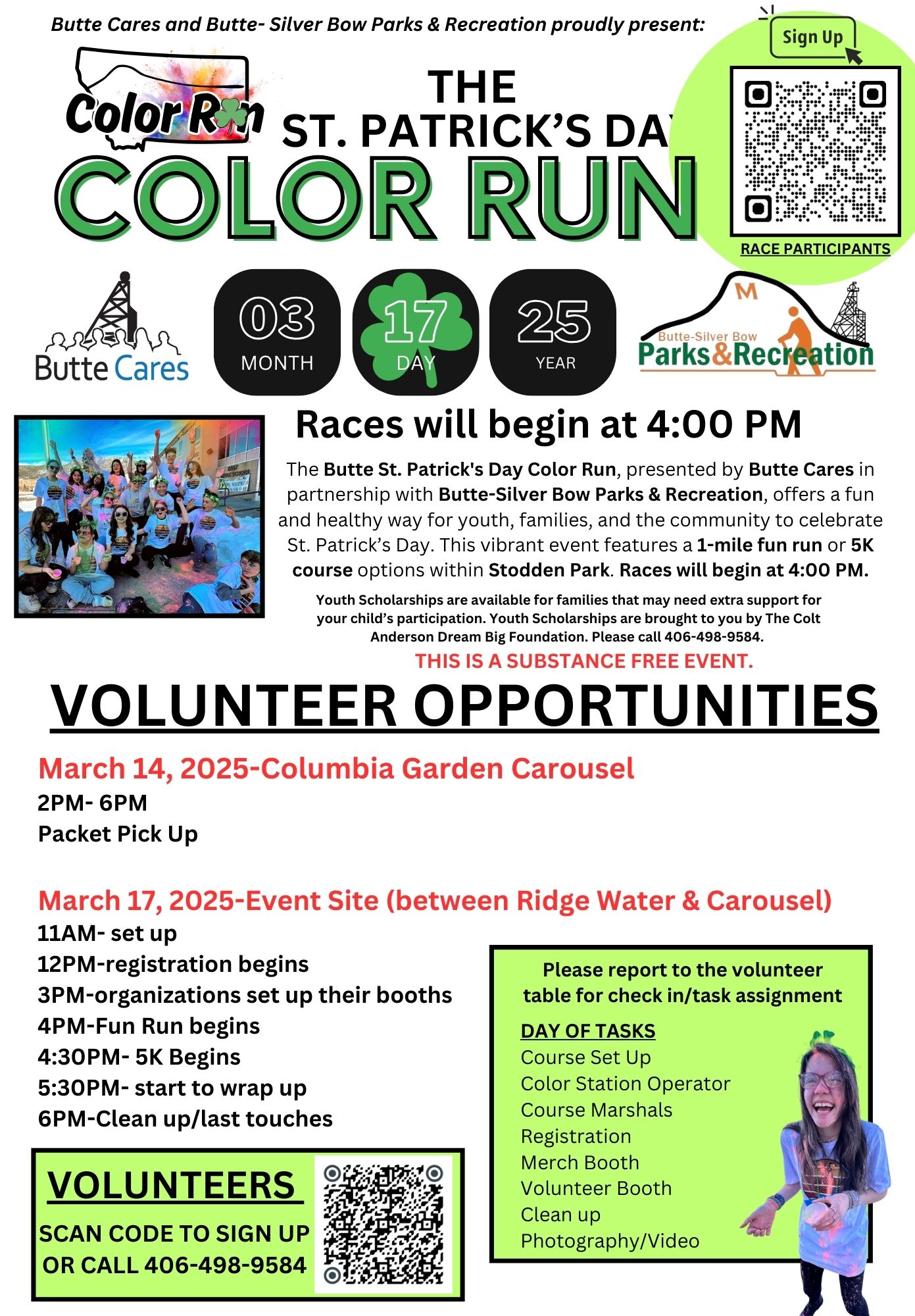 Butte Cares St. Patrick's Day Color Run 2025 - Butte Cares